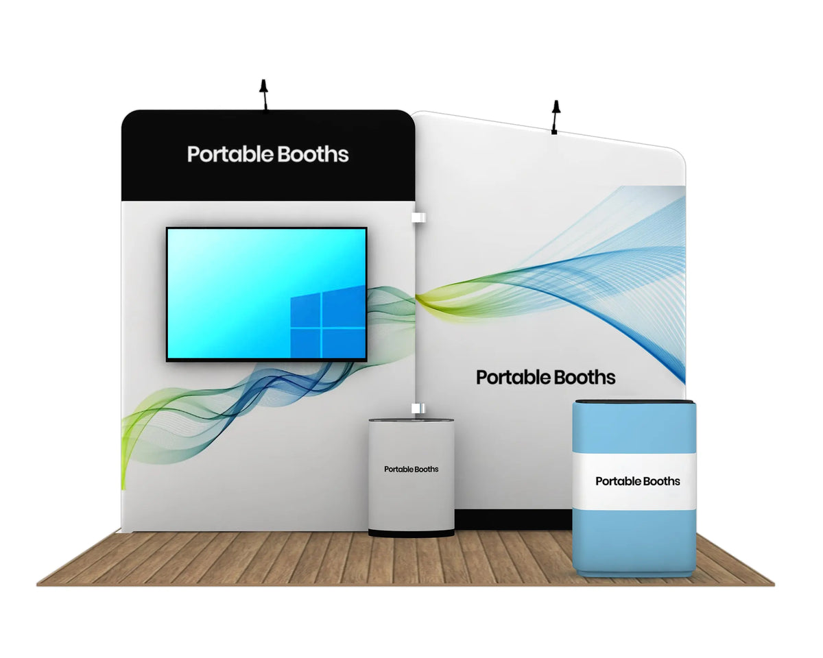 Tension Fabric Display with Monitor Mount | Fabric Exhibition Stand ...