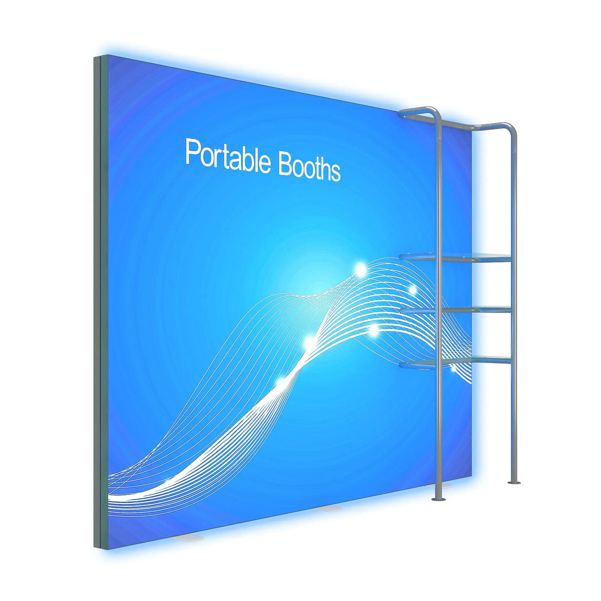 Backlit 10x10 Kit With Shelving - Optional Monitor Mount – Portable Booths